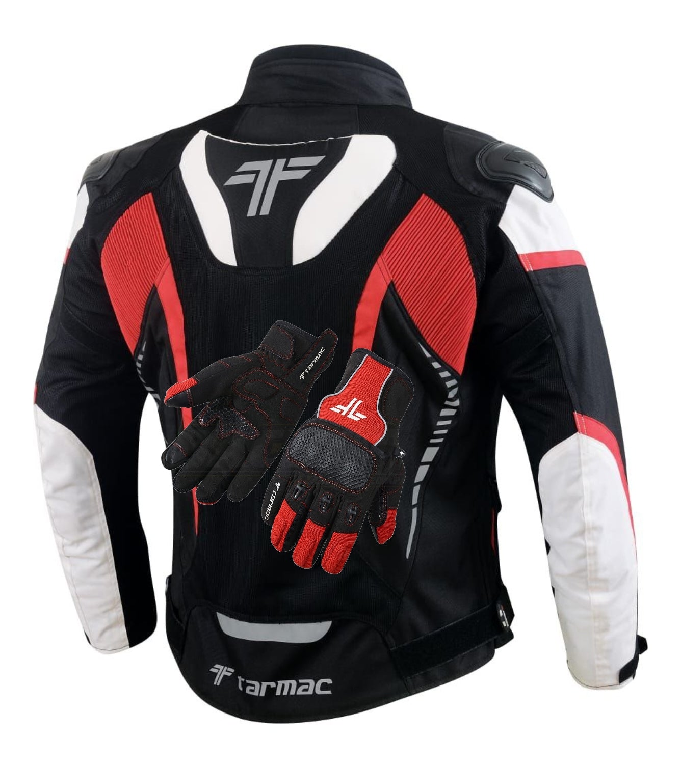 Tarmac Corsa Black/White/Red Riding Jacket with SAFE TECH protectors ...